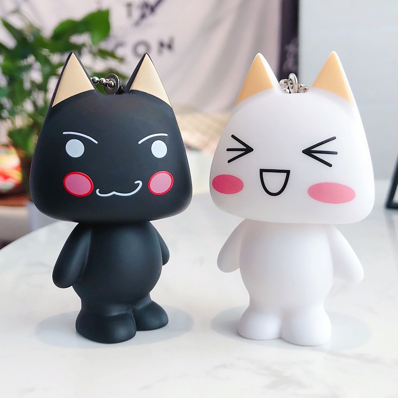 Cartoon doll key chain, black and white cat version, super beautiful ...