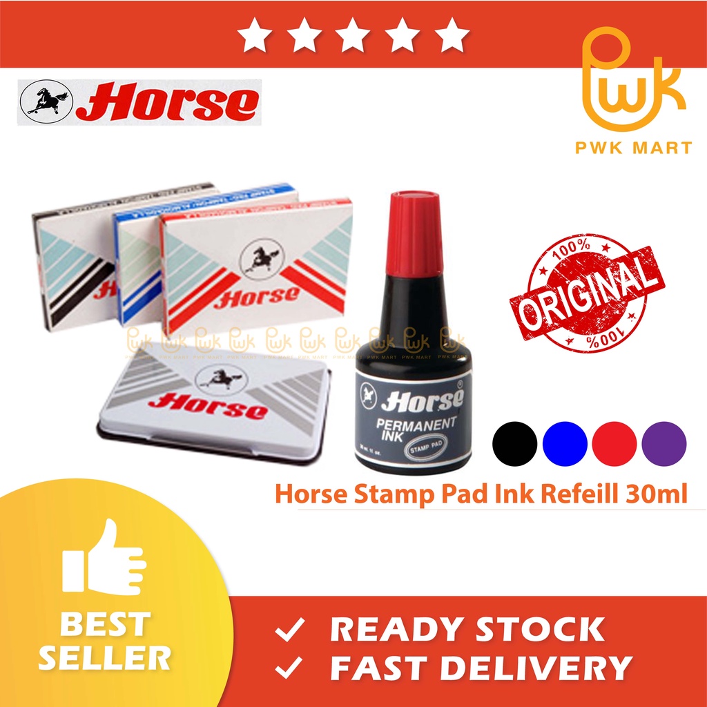 HORSE STAMP PAD INK ENDORSING INK / Dawat Ink Chop 30ML 🐎 (WITHOUT OIL ...