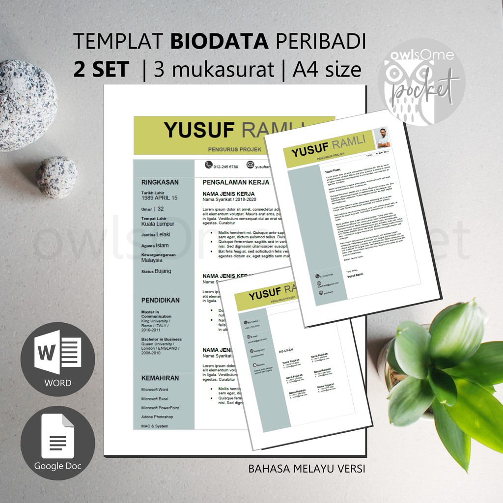 TEMPLAT BIODATA DIRI/ RESUME/ CV PROfesi DAN MUDAH MICROSOFT WORD/ GOOGLE DOC | Shopee Malaysia