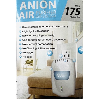 ANION AIR PURIFIER IONIZER WITH LED NIGHT LIGHT | Shopee Malaysia
