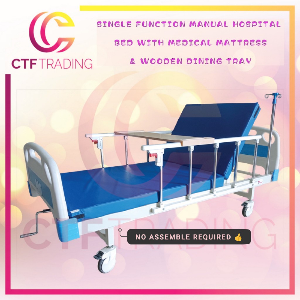 Single Functions Manual Hospital Bed (M01) With Medical Mattress ...