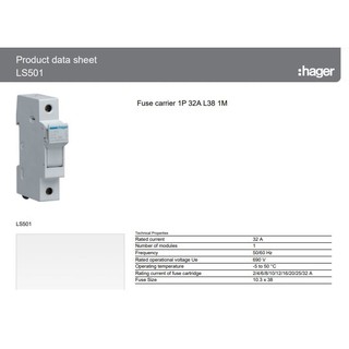 Hager LSN501 32A Rail Mount Fuse Holder 10x38mm | Shopee Malaysia