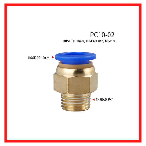PC Series Quick Connector PVC Hose to Fix Thread Pneumatic Plug Head ...