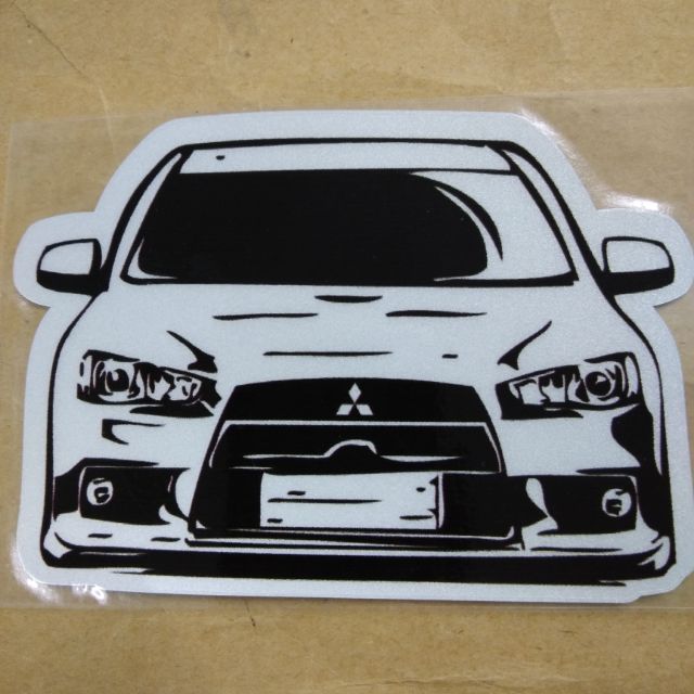 Car Sticker Mitsubishi Evo Lancer Front View Ralliart Mivec | Shopee ...