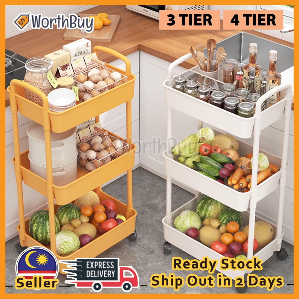 Worthbuy Kitchen Trolley Plastic Home Storage Tools Rack Kitchen Rack ...