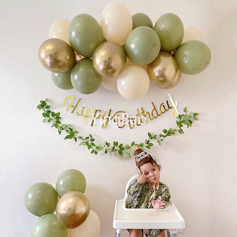 19pcs Bean Green Latex Balloons Garland Arch Kit Baby Shower Wedding Jungle Birthday Party ...
