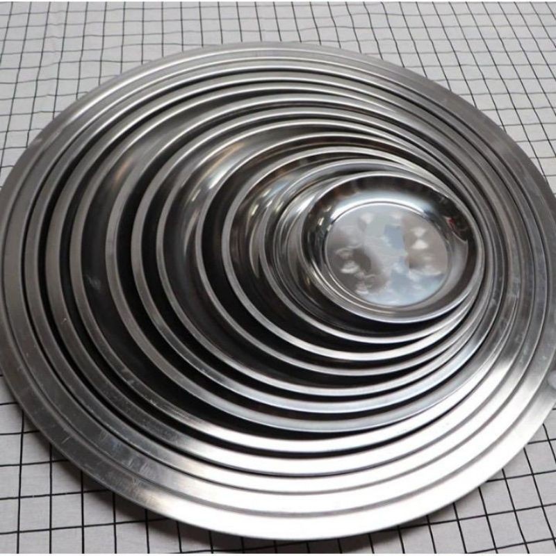 Stainless Steel Round Tray Platter Talam Dulang Bulat Serving Plate ...