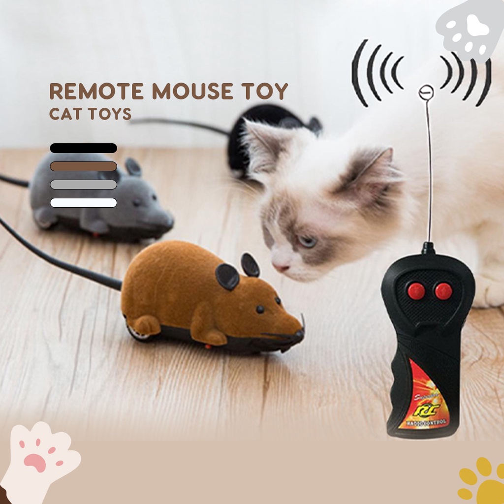 Wireless Remote Spinning Rat Cat Toy Pet Teaser Electric RC Flocking ...