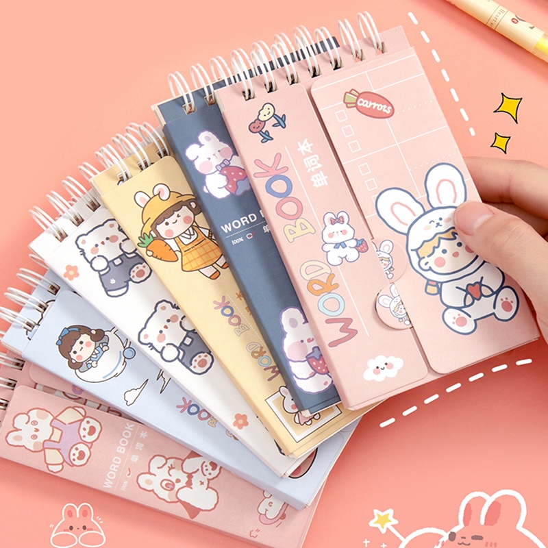 80 Sheets Cartoon Cute Word Book Portable Student Notebook | Shopee ...
