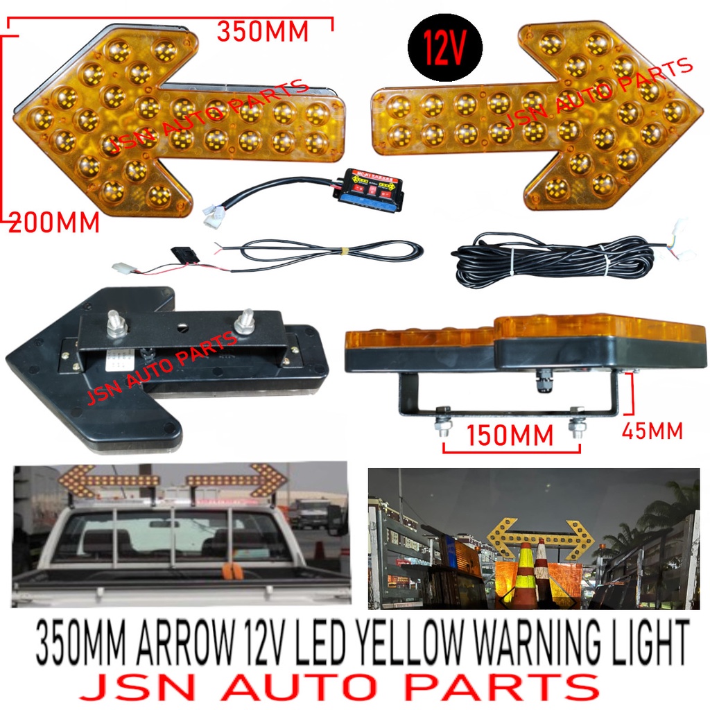 LED ARROW 350MM YELLOW LENS 12V 24v WARNING LIGHT High Visibility ...
