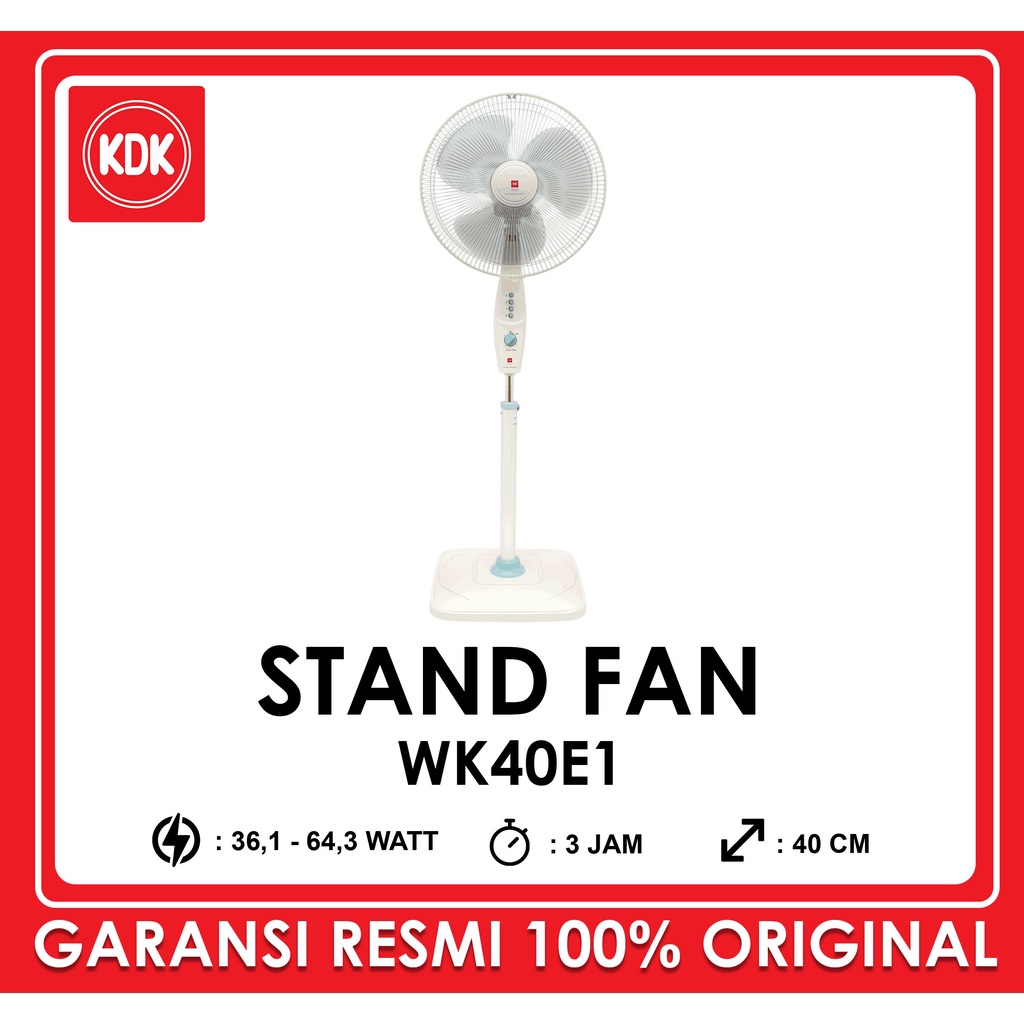Kdk Stand Fan 16 inch Timer 3 Speed WK40E / Standing Fan / Maximum 72 Watt WK-40E | Shopee Malaysia
