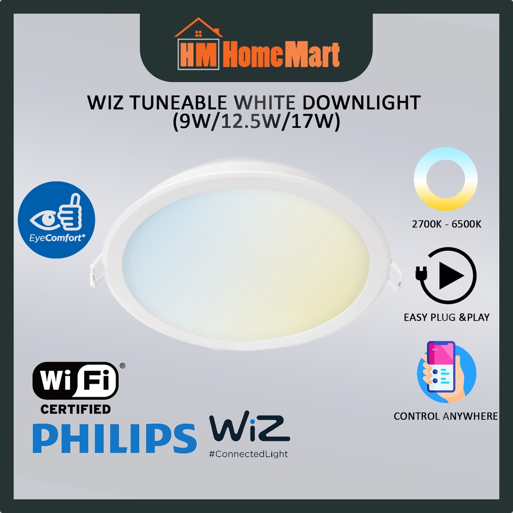 WiZ LED Smart Lighting Tunable White Downlight (9W /12.5W /17W) (2700 ...