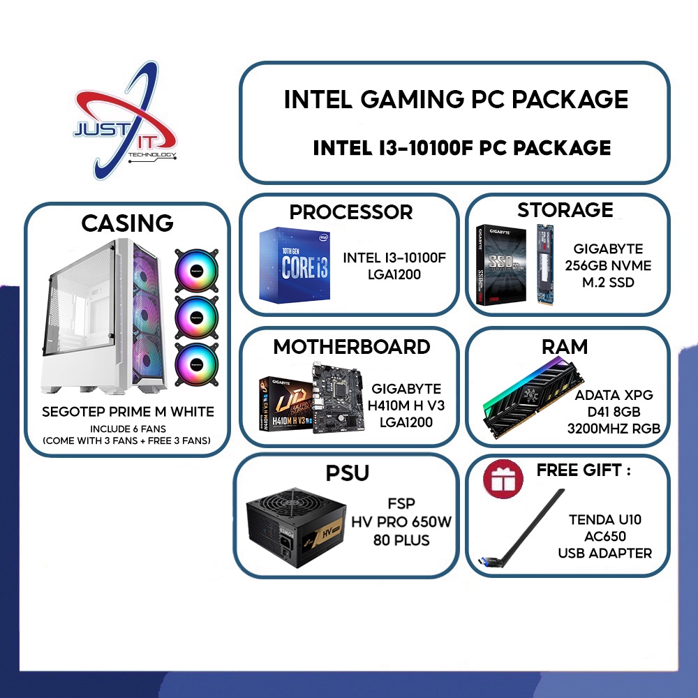 GAMING PC PACKAGE INTEL ( I3 / I5 ) 8GB 256GB SSD ( RTX3050 / RTX3060 ...