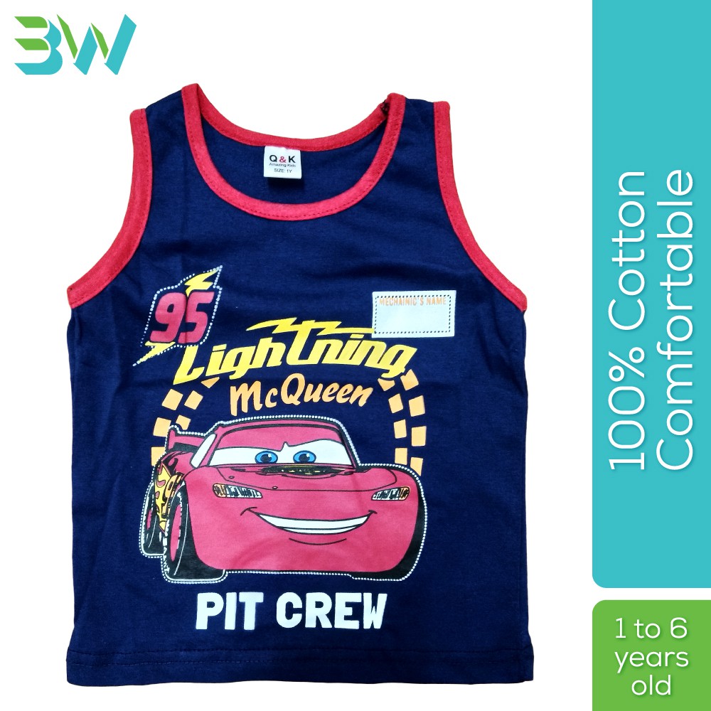 Car Lightning McQueen Pit Crew Kids Singlet Shirt | Singlet Budak Car ...