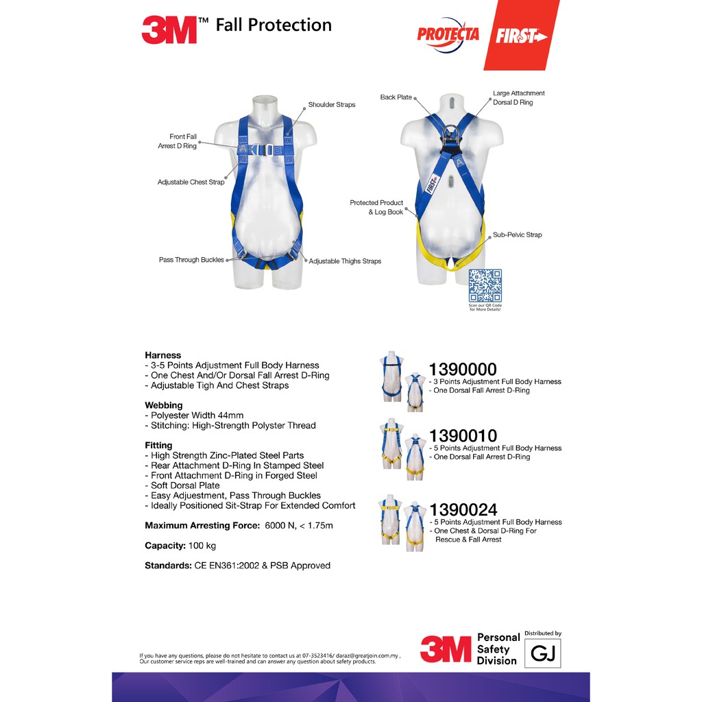3M™ 1390024 Protecta First Full Body Safety Harness [Not Including ...