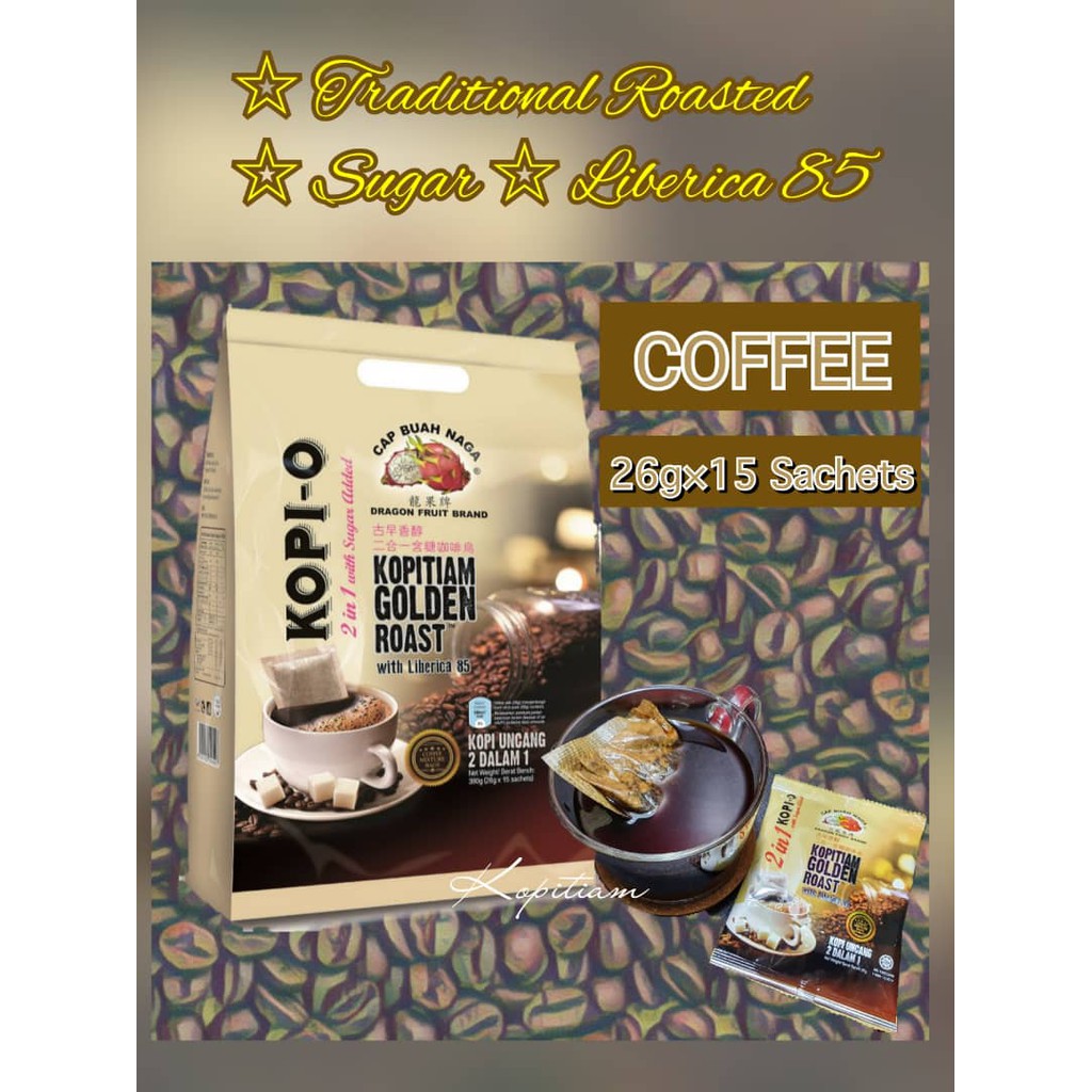 Dragon Fruit Brand Kopitiam Golden Roast Kopi O 2 in 1 with Sugar(26gx15sachets) | Shopee Malaysia