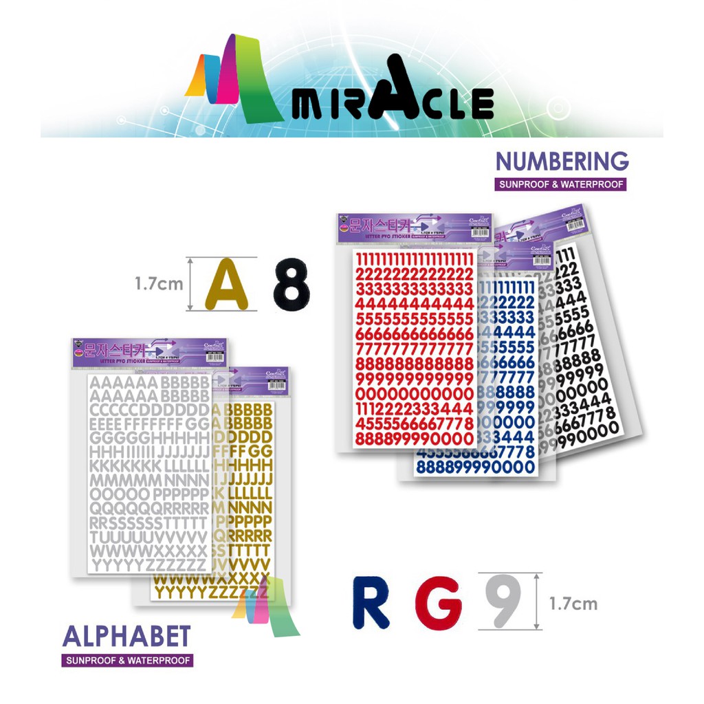 1052- 1.7cm Alphabert Sticker/ Numbering PVC Sticker/ Sticker Huruf ...