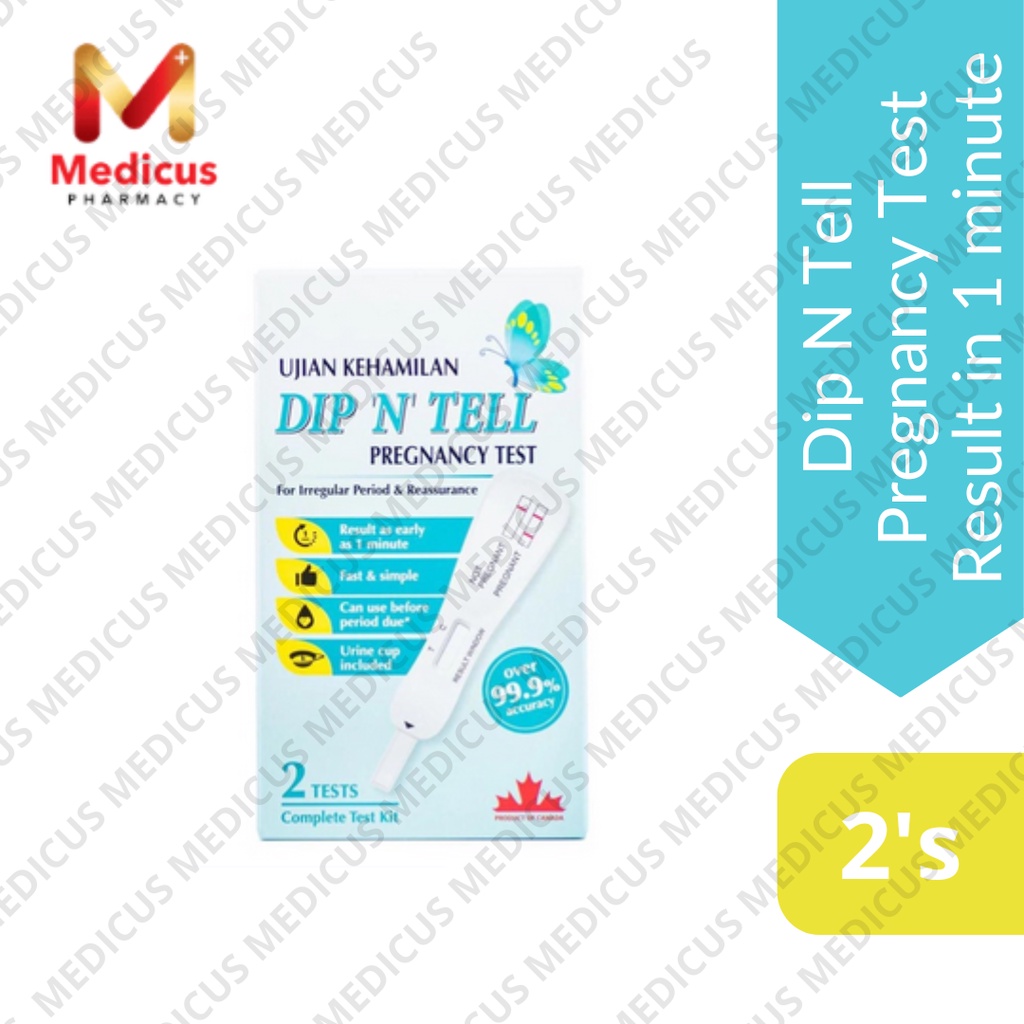 Dip N Tell Pregnancy Test Result in 1 minute 2's (Exp: 05/2026 ...