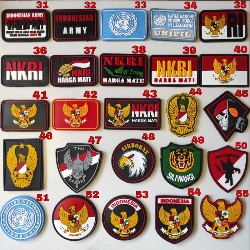 Tni-ad LOGO RUBBER PATCHES/ENGRACTICE/NKRI/GARUDA/SIPPLE WITH VELCRO ...