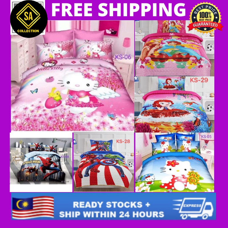 Cadar Patchwork Cartoon Single 2 in 1 : Cadar cartoon spiderman/ hello ...