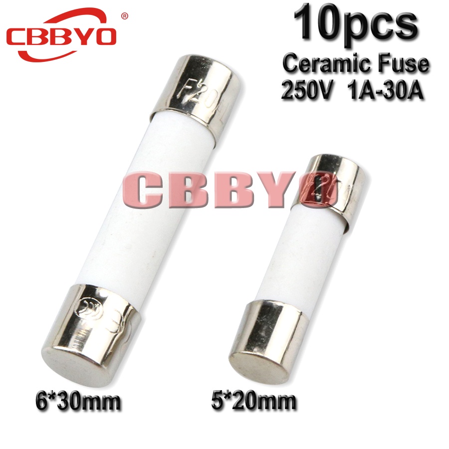 10pcs/lot 5*20mm 6*30mm Fast Blow Tube Fuses 250V 1A 2A 3A 4A 5A 6A 6.3A 8A 10A 15A 20A 25A 30A ...
