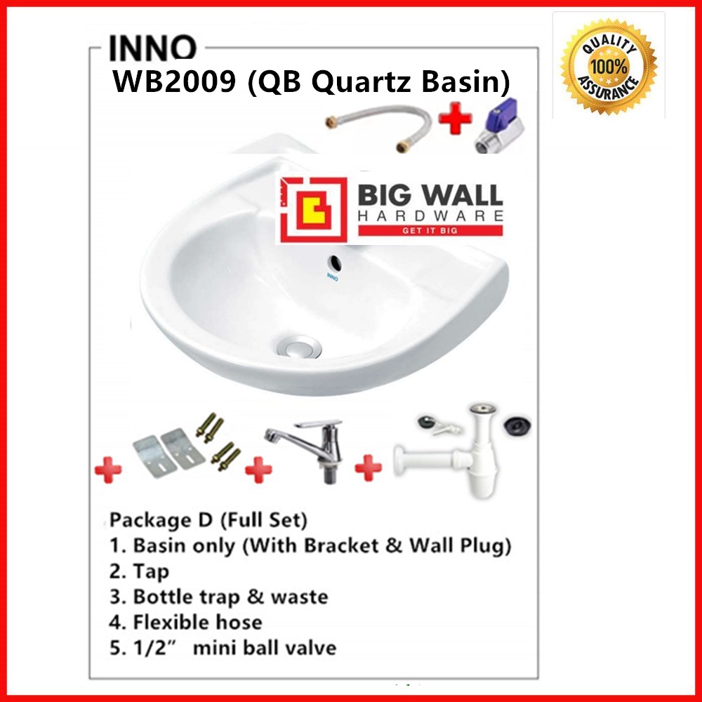 INNO WB2002/WB2009 / WB2001 Wall Hung Ceramic Basin/ SY 1826 Stainless ...