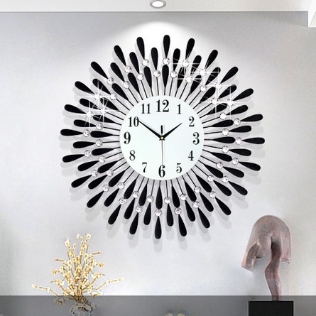 READY STOCK Jam Dinding Moden Wall Clock Metal Crystal DIY Home Decor ...