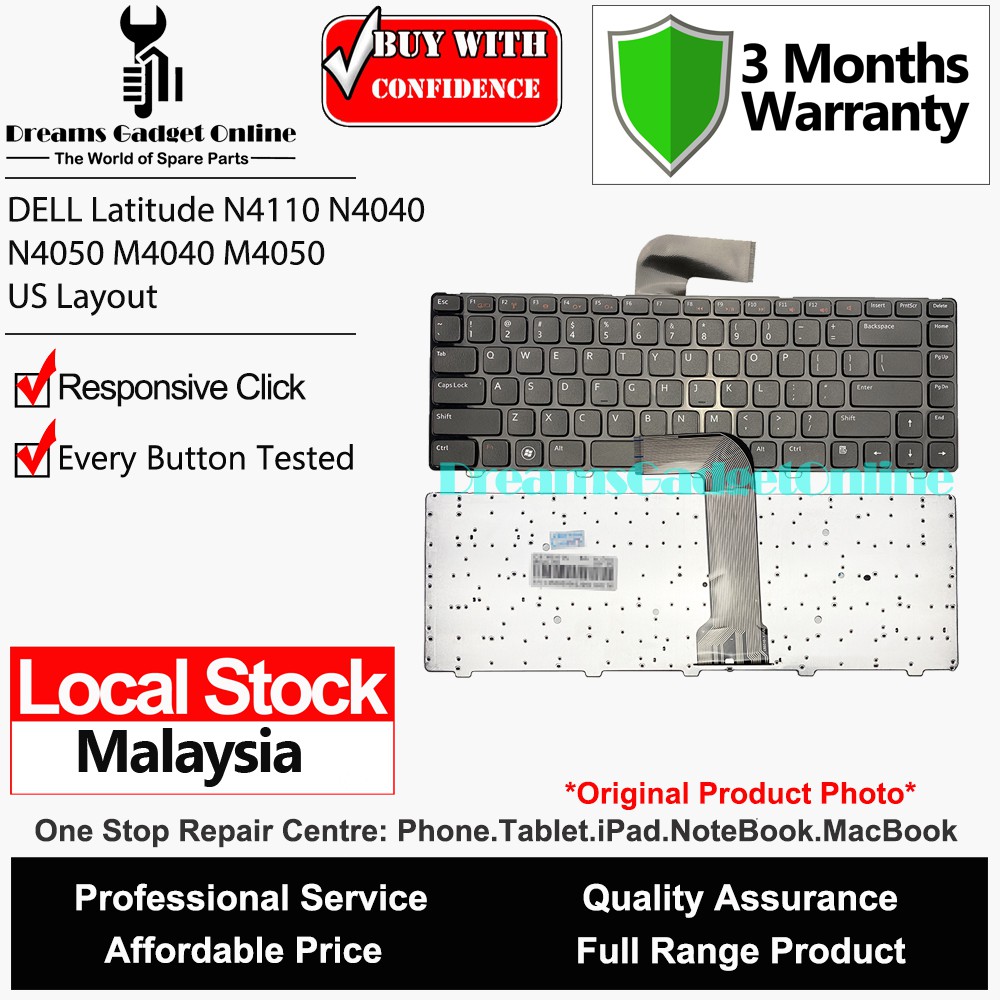 Replacement Notebook Keyboard for DELL INSPIRON 14R N4110 M4040 N4050 ...