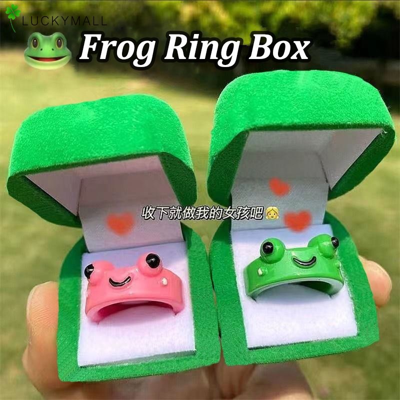 Cute Green Frog Strawberry Ring Box Rings for Women/men Resin Rings ...