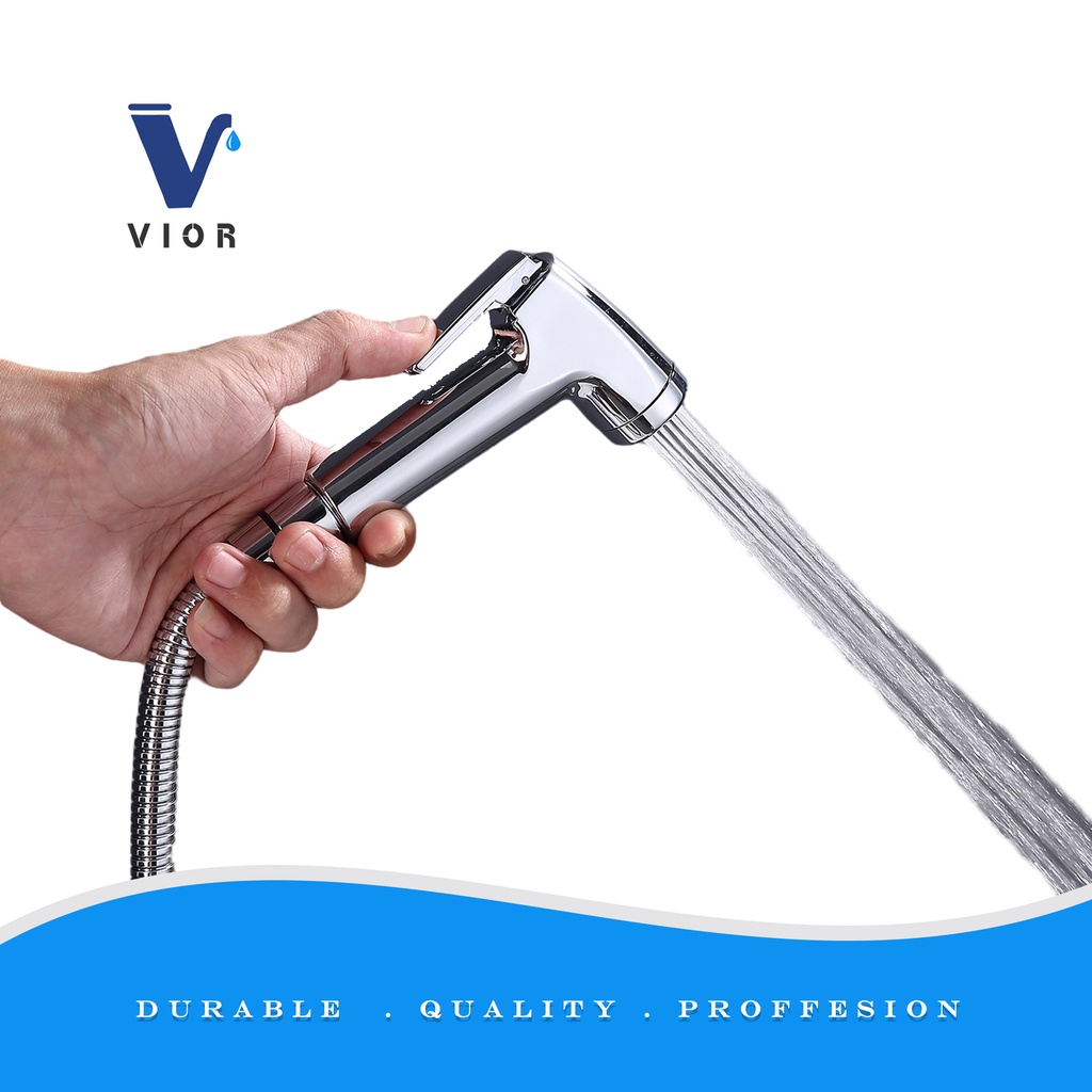 (VIOR) Chrome Toilet Handheld Bidet Spray Set with Holder and Flexible ...