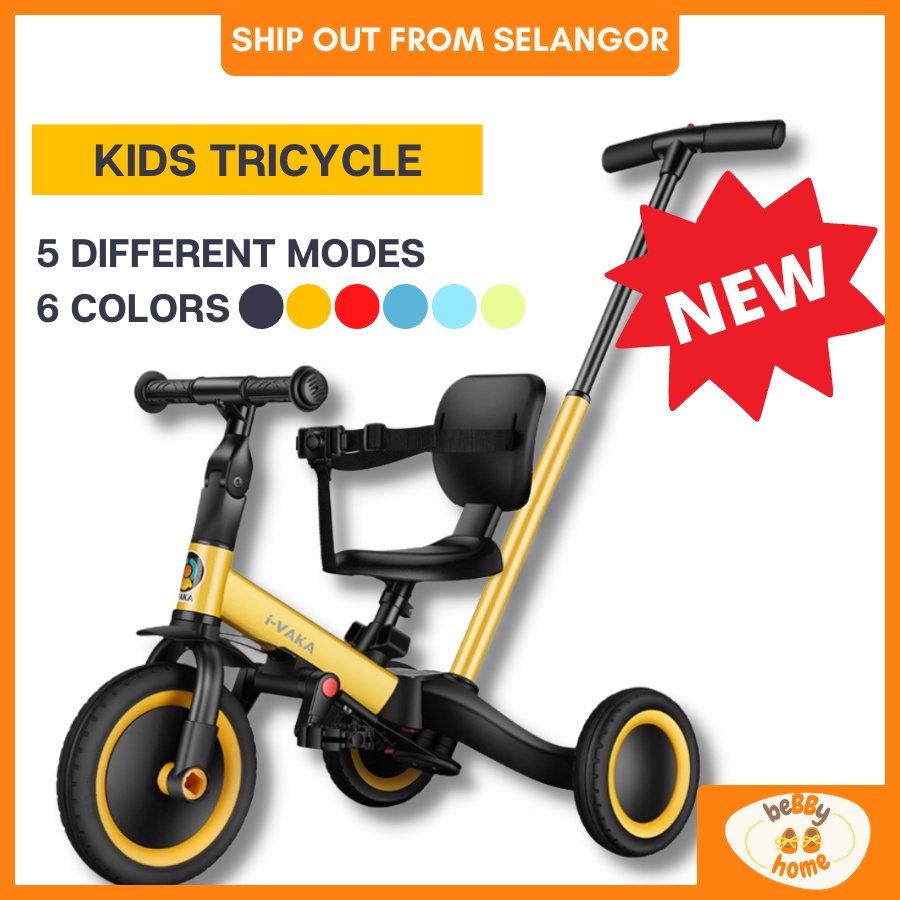 Kids Tricycle Children Bicycle Basikal Budak Tiga Roda 3 Wheels Balance ...