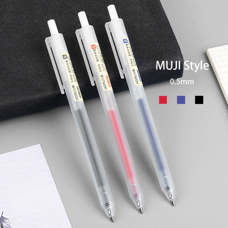 MUJI Stlye Retractable Gel Pen Simple Matte 0.5MM Bullet color Sign Pen ...