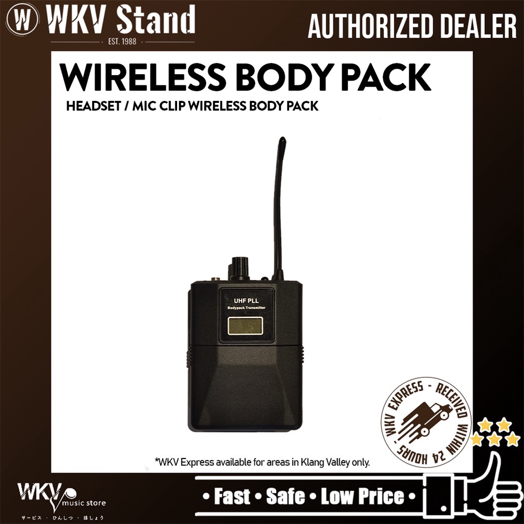 WKV Wireless Body Pack Transmitter for Headset, Mic Clip, Lapel Mic ...