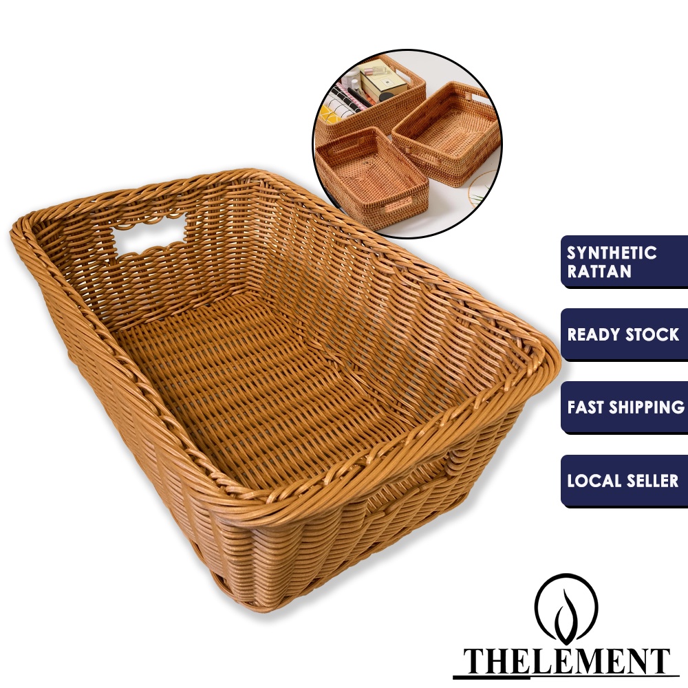 Synthetic Rattan Basket Rectangle with Handle Wardrobe Storage ...
