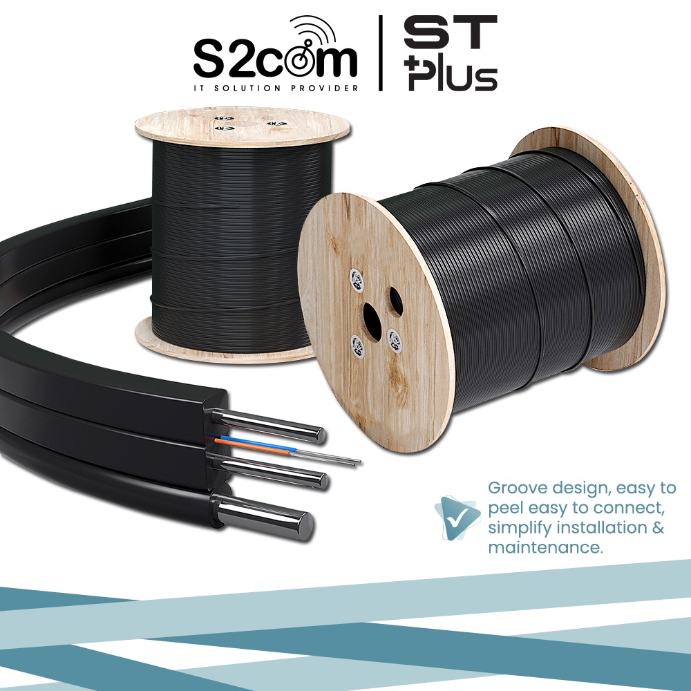 2 / 4 Core Singlemode Outdoor Fiber Optic Drop Cable 1000M | Shopee ...