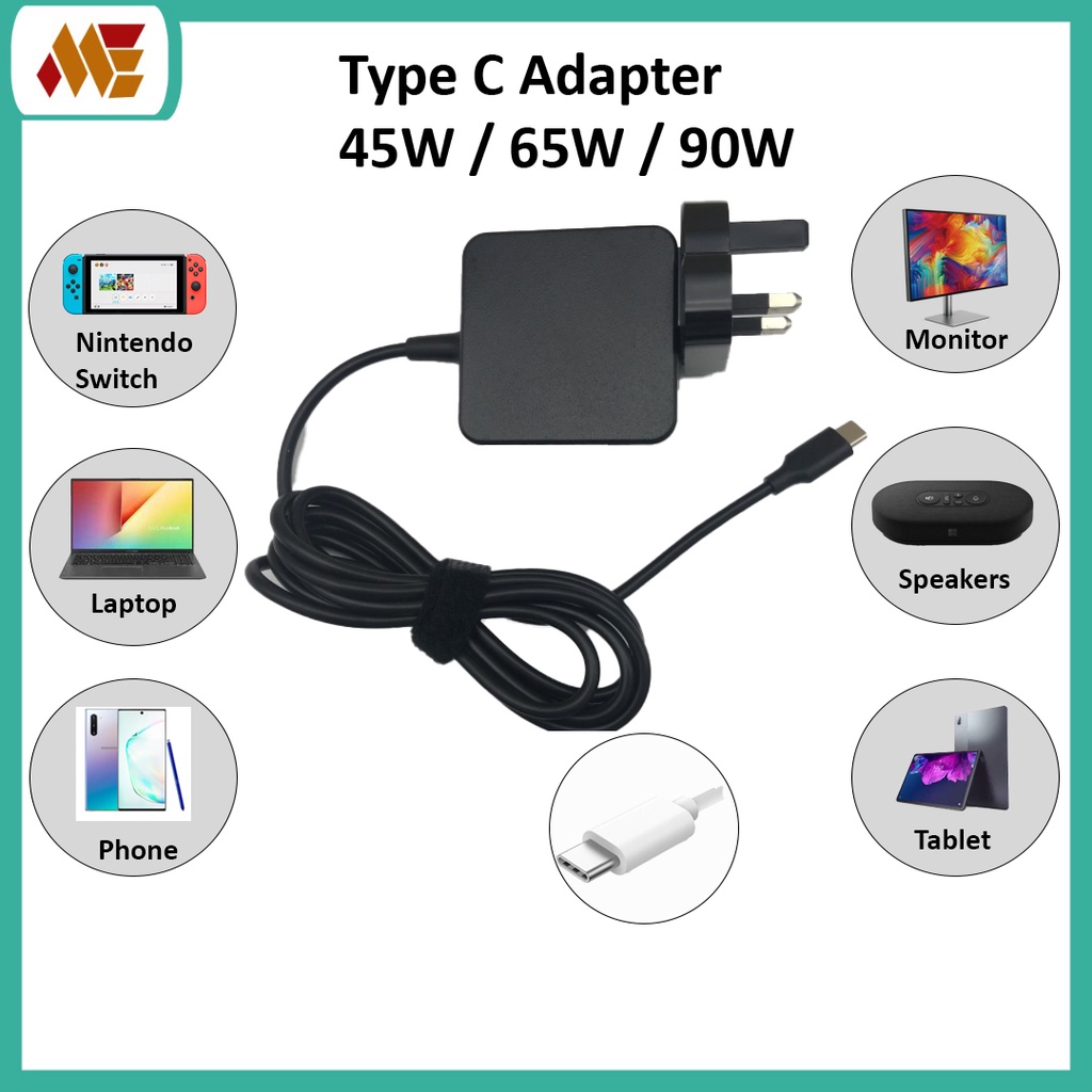 Universal USB C 45W 65W 90W TYPE C Fast Charge Power Adapter Laptop Charger PD Notebook, Tablet ...