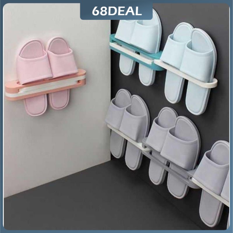 【Johor Stock】Wall shoe Mounted Folding Slipper Rack 3 in 1 Rak Selipar ...