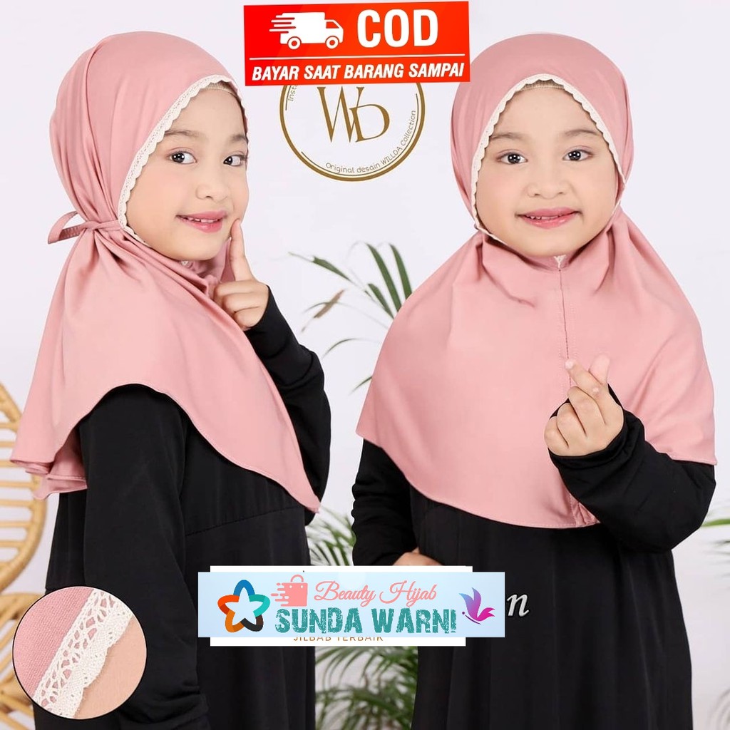[Raya 2024] Instant Hijab Bergo Maryam Children Lace Top Diamond - Veil ...