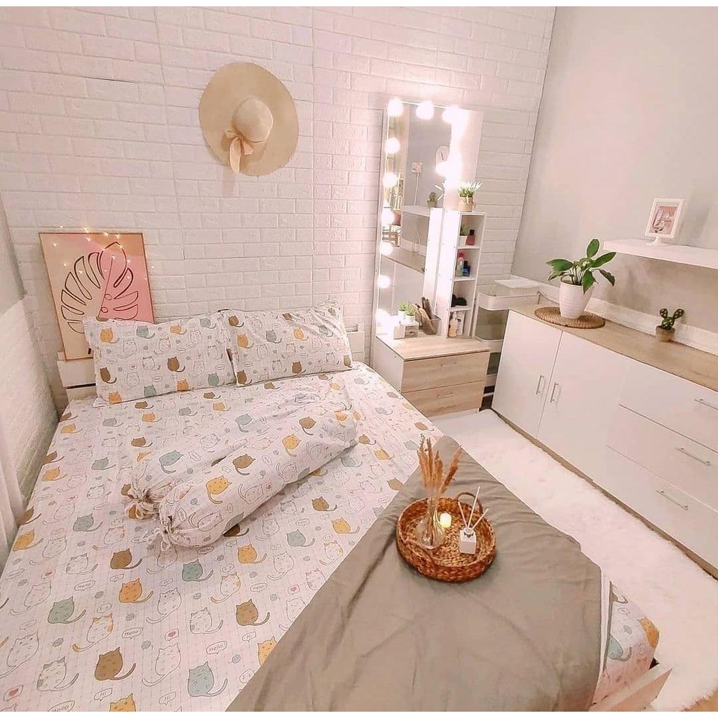 Cute Cute cat Pattern Bed Sheet 90 100 120 160 180 200 Height 20 And 30 ...