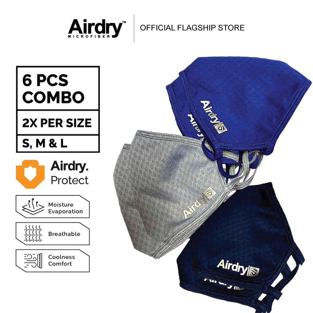 AIRDRY ProtectColl Family Set 4Ply Fabric Earloop Logo Mask - 5 FREE 1 ...