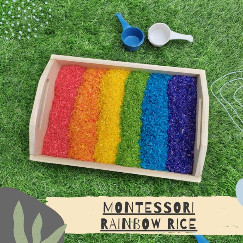 Sensory - Rainbow Rice - Toy Montessori Sensory Rice Color mainkayoo ...
