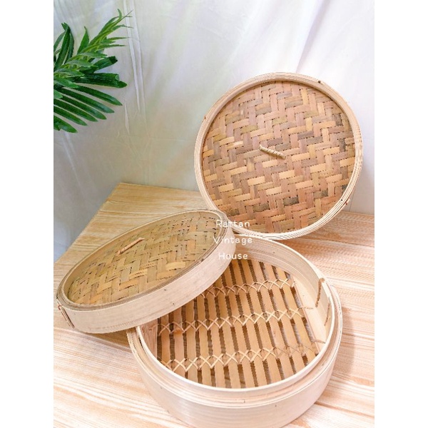 (Rattanvintage)🔥Handmade Bamboo Steamer 12inch | Dim Sum/Pau Steamer ...