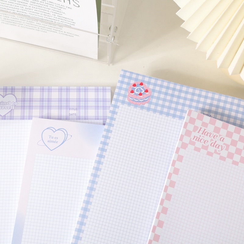 B5 Note Paper Large Format Note Paper 80 Sheets Cute Pastel Checkered ...