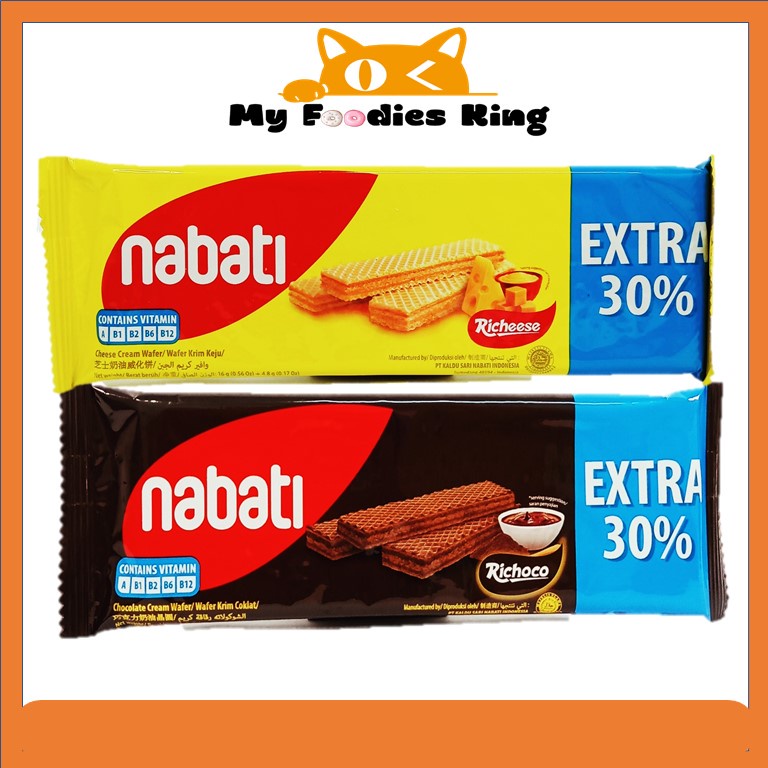 Halal 20.8g x 1pkt Nabati Cream Wafer Extra 30% Richeese Cheese Richoco Chocolate Peanut Butter ...