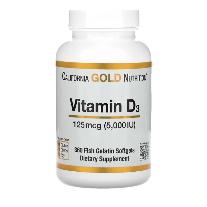 California Gold Nutrition, Vitamin D3, 125 mcg (5,000 IU) Fish Gelatin ...