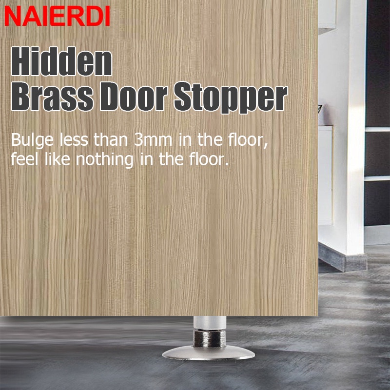 NAIERDI Invisible Magnetic Door Stop Brass Door Stopper Heavy Duty ...