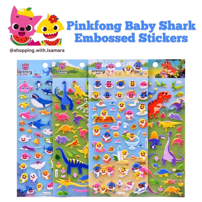 Pinkfong Baby Shark Embossed Stickers / Babyshark Embossed Stickers ...