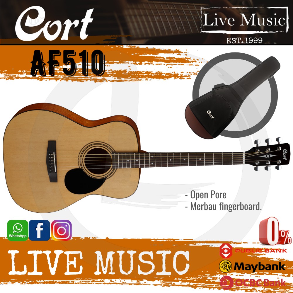 Cort AF510 - Acoustic Guitar with Gig Bag (AF-510) | Shopee Malaysia