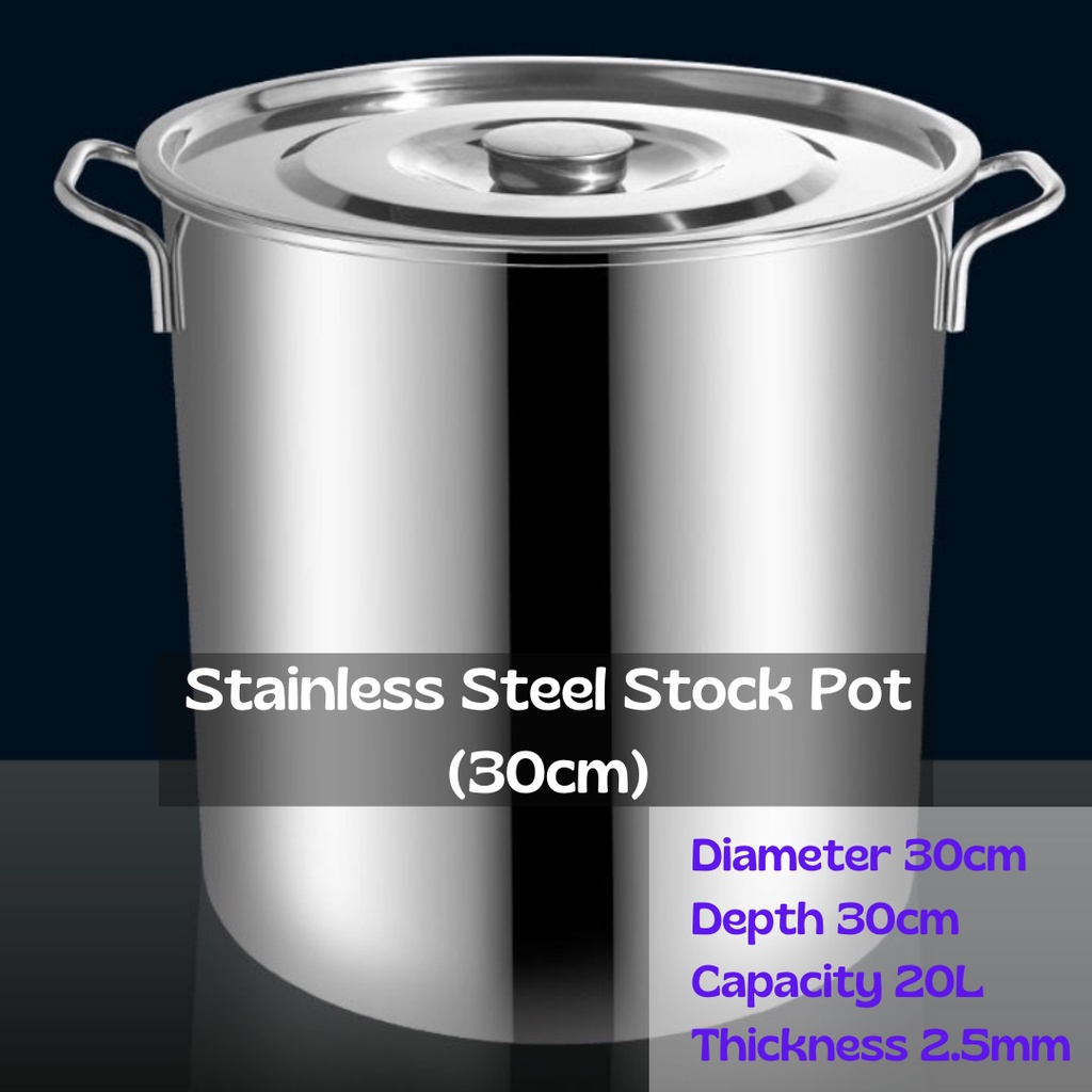 Stainless Steel Set Stock Pot/ Periuk Sup 30cm*30cm 20Liter/ 30cm*22cm ...