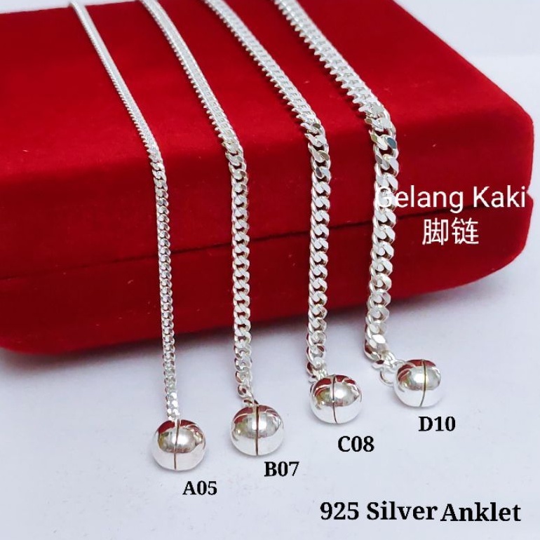 925 Silver Anklet For Women Gelang Kaki Perak Tulen 925纯银脚链 Rantai Kaki ...